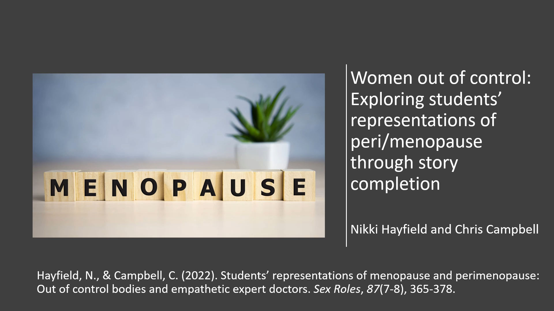 Talks – Menopause: New Perspectives